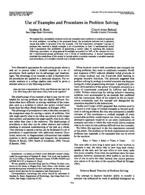 Pdf Use Of Examples And Procedures In Problem Solvingparitosh