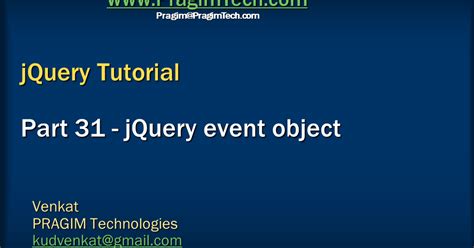 Sql Server Net And C Video Tutorial Jquery Event Object