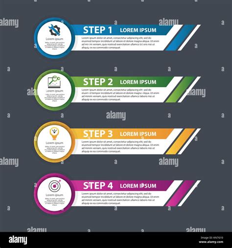 Vector Illustration An Infographic Template With 4 Steps And An Image Of Four Rectangles And