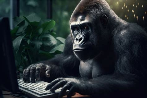 Gorilla Coding Developer At Computer Generate Ai Gorilla Coding Developer At Computer Generate Ai