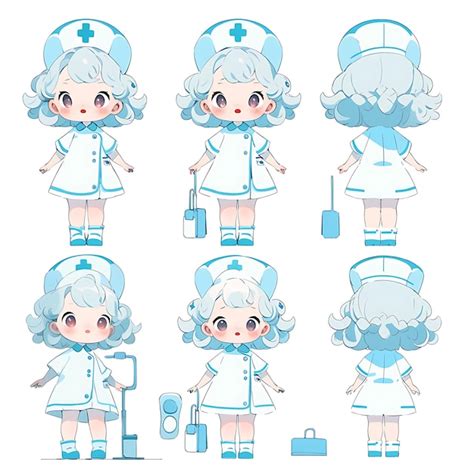 Premium Photo Colorful Female Chibi Kawaii Nurse Medical Scrubs Soft