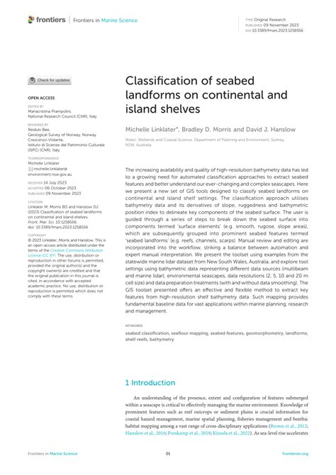 Pdf Classification Of Seabed Landforms On Continental And Island Shelves