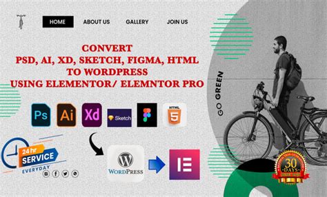 convert xd figma psd ai html to wordpress website by elementor pro