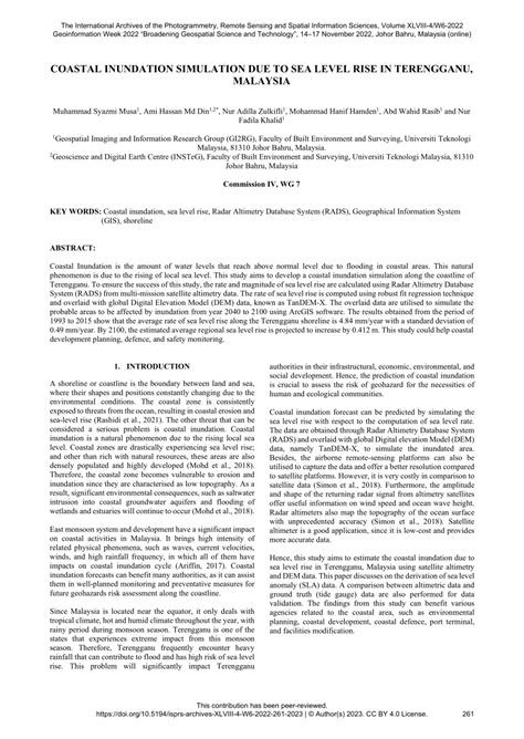 Pdf Coastal Inundation Simulation Due To Sea Level Rise In Terengganu Malaysia