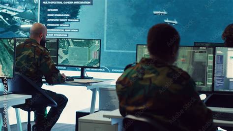 Group Of Soldiers Managing Air And Sea Traffic Control For Military Operations Success Working