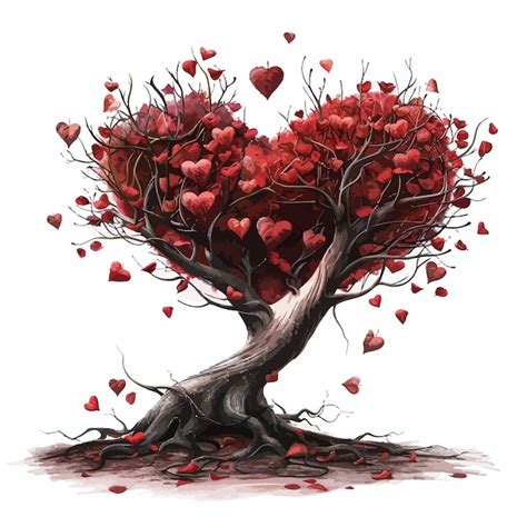 Premium Vector A Drawing Of A Tree With A Heart That Says Love