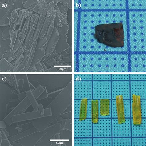 A Sem Image And B Obtained Bulk Crystal Of Dls C Sem Image And