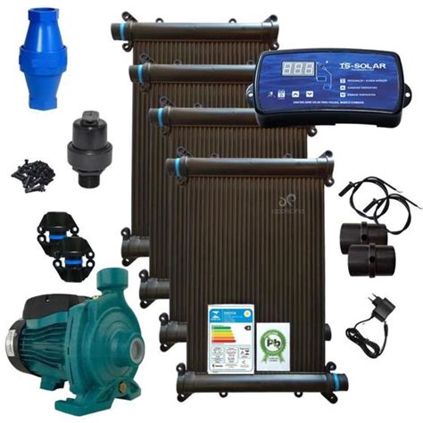 Kit Aquecedor Solar Piscina Completo m Placa Aquecimento TS SOLAR Aquecedor de Água Solar