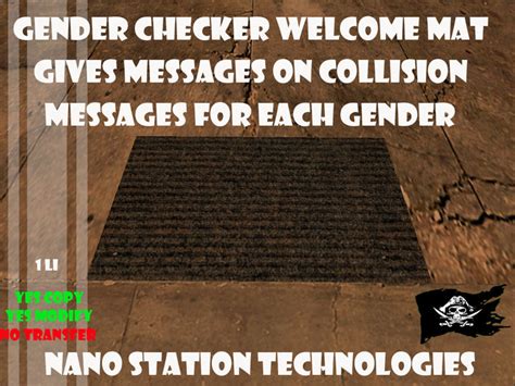 Second Life Marketplace Gender Checker Welcome Mat With Messages To Each Gender