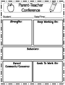 Conference Form By Preschool In The Park Tpt