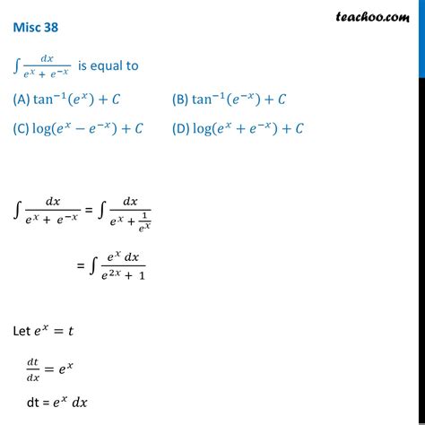 Misc MCQ Class Integration Dx Ex E X Is Equal Misc MCQ Class Integration Dx Ex E X Is Equal