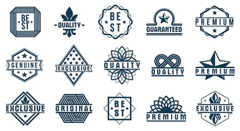 다양한 제품 및 비즈니스용 배지 및 로고 컬렉션 흑백 프리미엄 최고 품질의 벡터 엠블럼 세트 클래식 그래픽 디자인 요소 휘장 및 어워드 1에 대한 스톡 벡터 아트 및 기타