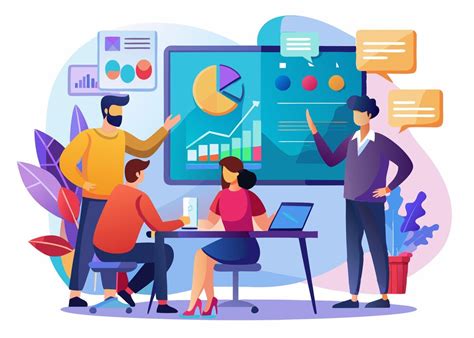Team Collaboration And Data Analysis In A Business Meeting Vector Illustration Premium Ai