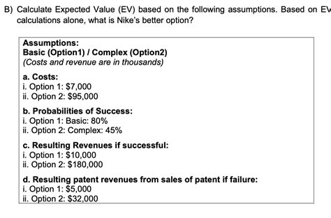 Solved B Calculate Expected Value EV Based On The Chegg