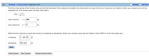 Solved Find The Critical Points Of The Function And Use The Chegg