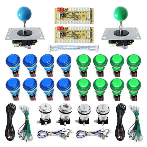 raspberry pi arcade joystick game kit 2 player versions with led push button and joystick