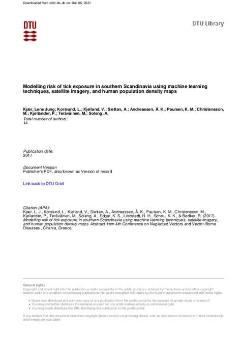 Pdf Modelling Risk Of Tick Exposure In Southern Scandinavia Using Machine Learning Techniques