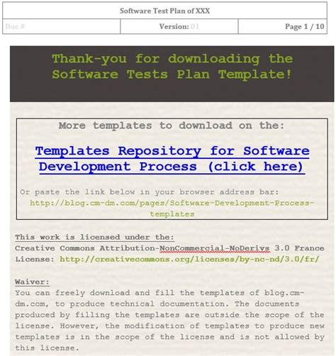 Free Software Test Plan Templates Examples Best Collections