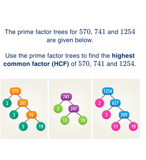 solved the prime factor trees for 570 741 and 1254 are given below use the prime factor trees
