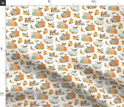 Largeharvestblessingscreampatchwork Fabric Spoonflower