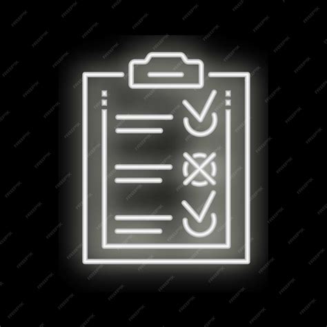 Premium Vector Neon Sign Clipboard Showing Checkmark Tick Boxes On Black Background