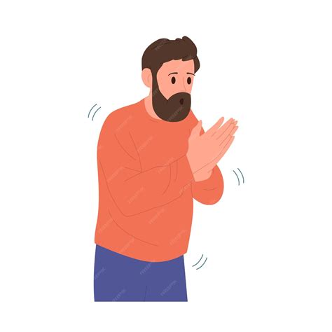 Premium Vector Freezing Man Cartoon Character Rubbing Hands Blowing