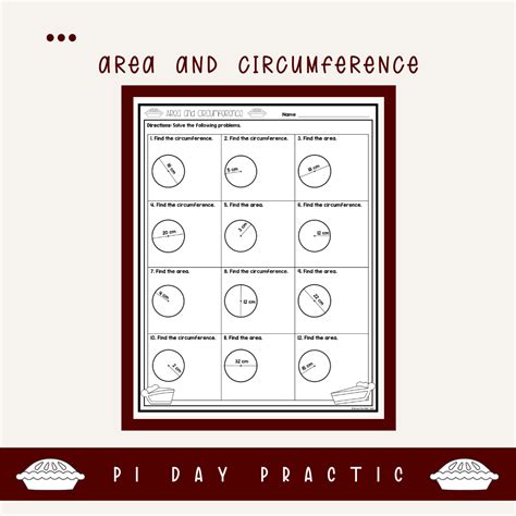 Area And Circumference Pi Day Practice Classful
