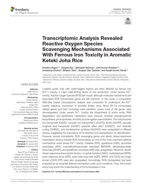 Transcriptomic Analysis Revealed Reactive Oxygen S Pdf Reactive Oxygen Species Real Time