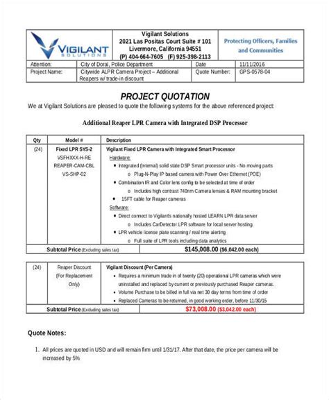 Project Quotation Template