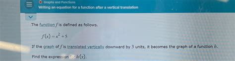 Solved Graphs And Functionswriting An Equation For A