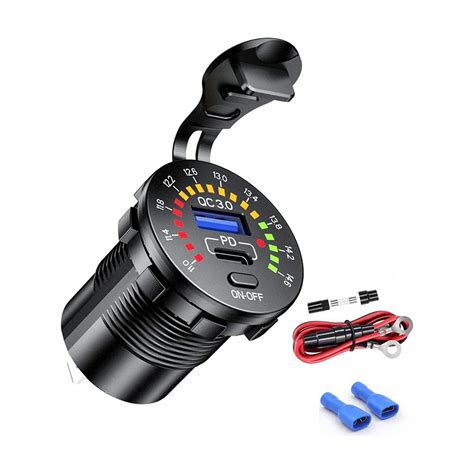DS PDC S QC V USB Socket With Colorful Voltmeter ON OFF Switch DAIER