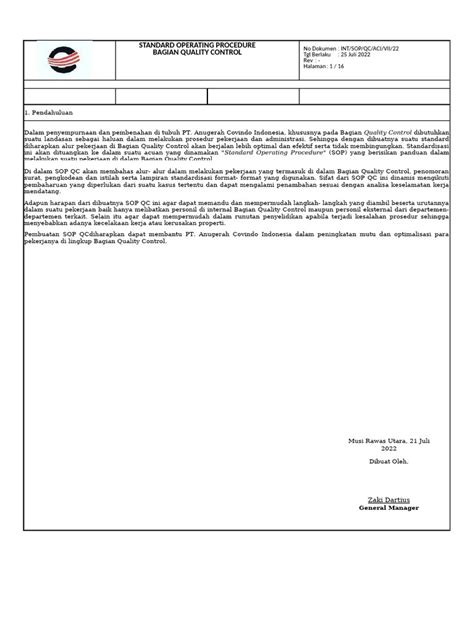Sop Qc Pdf