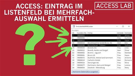 Access Gewählte Einträge Im Listenfeld Bei Mehrfachauswahl Youtube