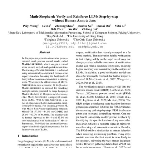 math shepherd verify and reinforce llms step by step without human