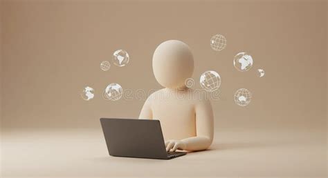 Global Connectivity A 3d Render Of Person Working On Laptop