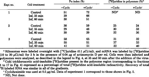 Effect Of Cycloheximide Cyclo On Polysome Patterns And Levels Download Table