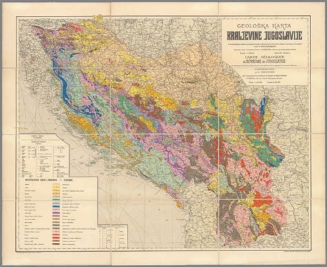 Geoloska Karta Kraljevine Jugoslavije Carte Geologique Du Royaume De Jugoslavie David Rumsey
