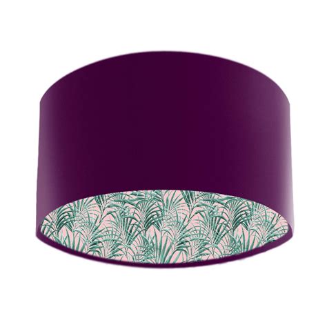 Mulberry Purple Velvet Light Shade With Palms Delight Lining Ceiling