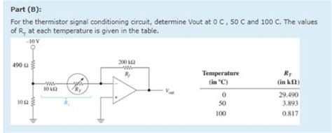 Solved Part B For The Thermistor Signal Conditioning