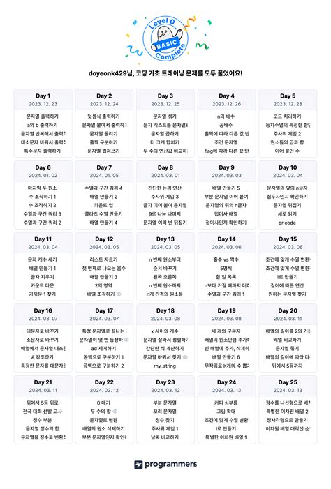 [프로그래머스] 코딩 기초 트레이닝 완료