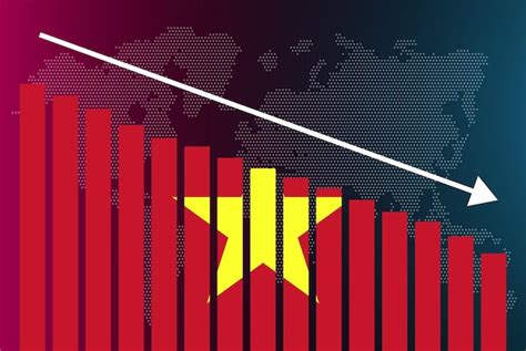 베트남 막대 차트 그래프 감소 가치 위기 및 다운그레이드 뉴스 배너 실패 및 감소 프리미엄 벡터