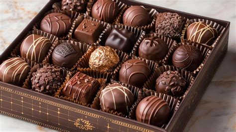 Premium Photo A Box Of Assorted Chocolates With Different Shapes And Sizes The Chocolates Are