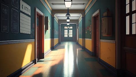 Premium Ai Image A School Hallway
