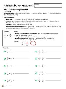 Adding Subtracting Fractions Unit By Create Teach Happy TPT