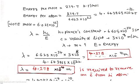 Solved The Work Function Of An Element Is The Energy Required To