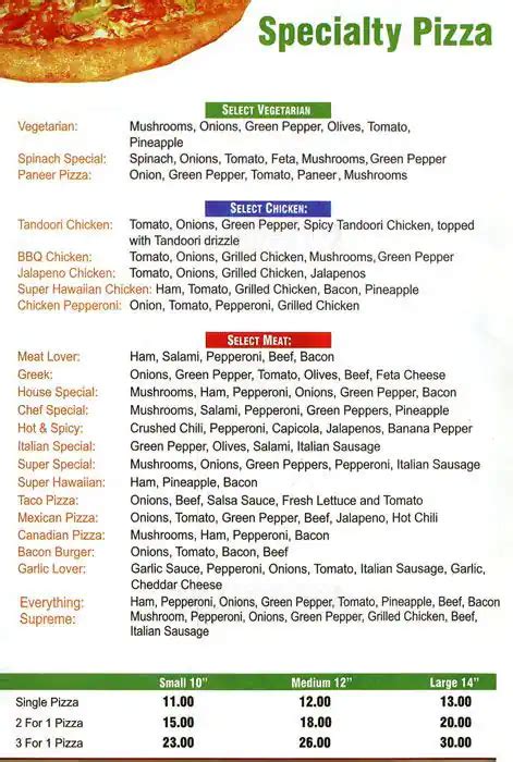 Select Pizza Menu, Menu for Select Pizza, North Delta, Metro Vancouver - Urbanspoon/Zomato