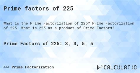 Prime Factors Of 225 Calculatio