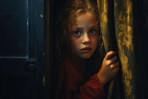 Premium Photo A Tiny Girl Is Crying While Looking Into The Door In