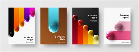 추상적 사실적인 구체 회사 표지 일러스트레이션 세트입니다 여러 가지 빛깔의 회사 Id 벡터 디자인 레이아웃 컬렉션 A4 용지에