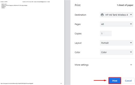 How To Print An Email In Gmail